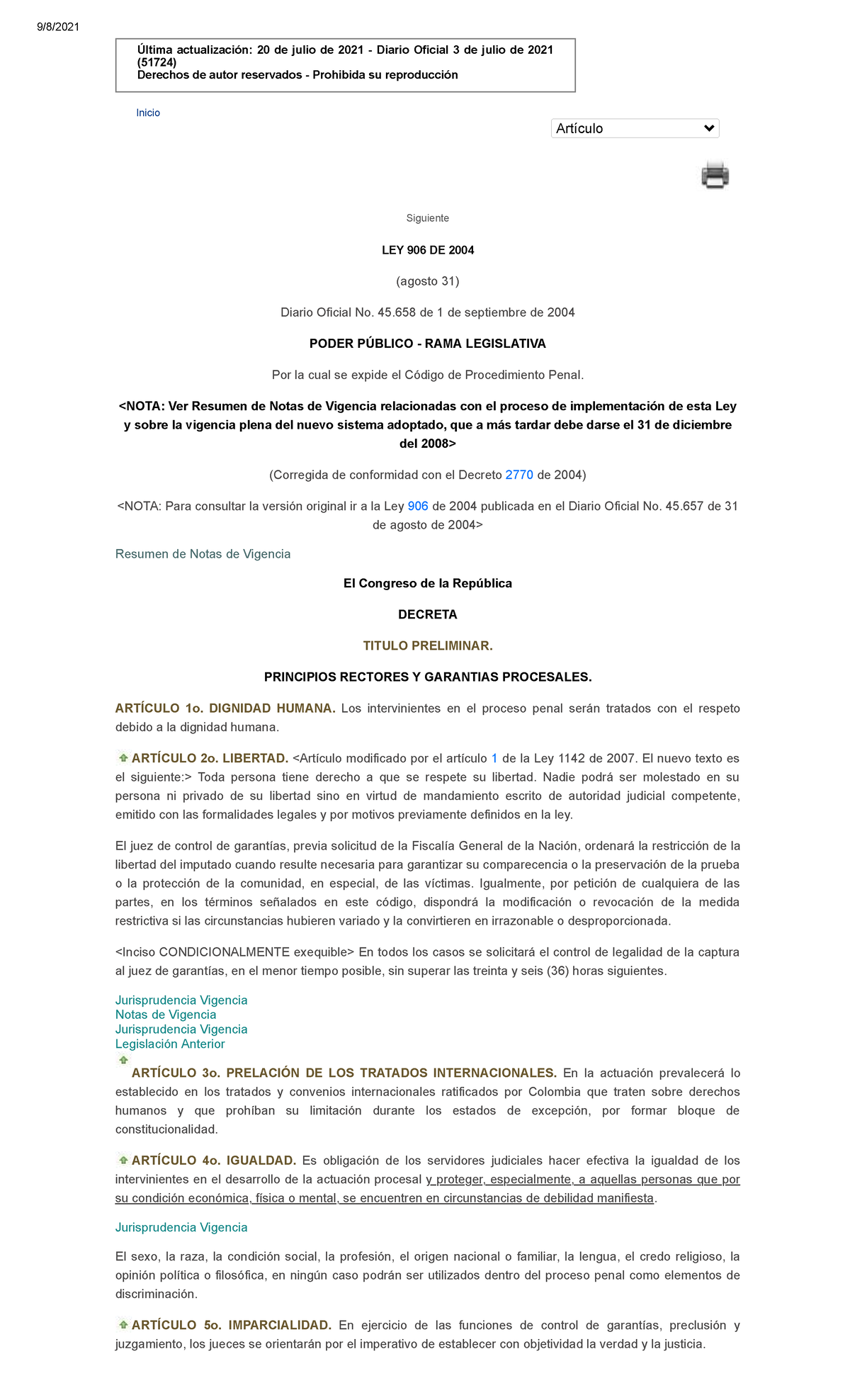 Código de Procedimiento Penal Ley 906 de 2004 Sistema Penal Acusatorio ...