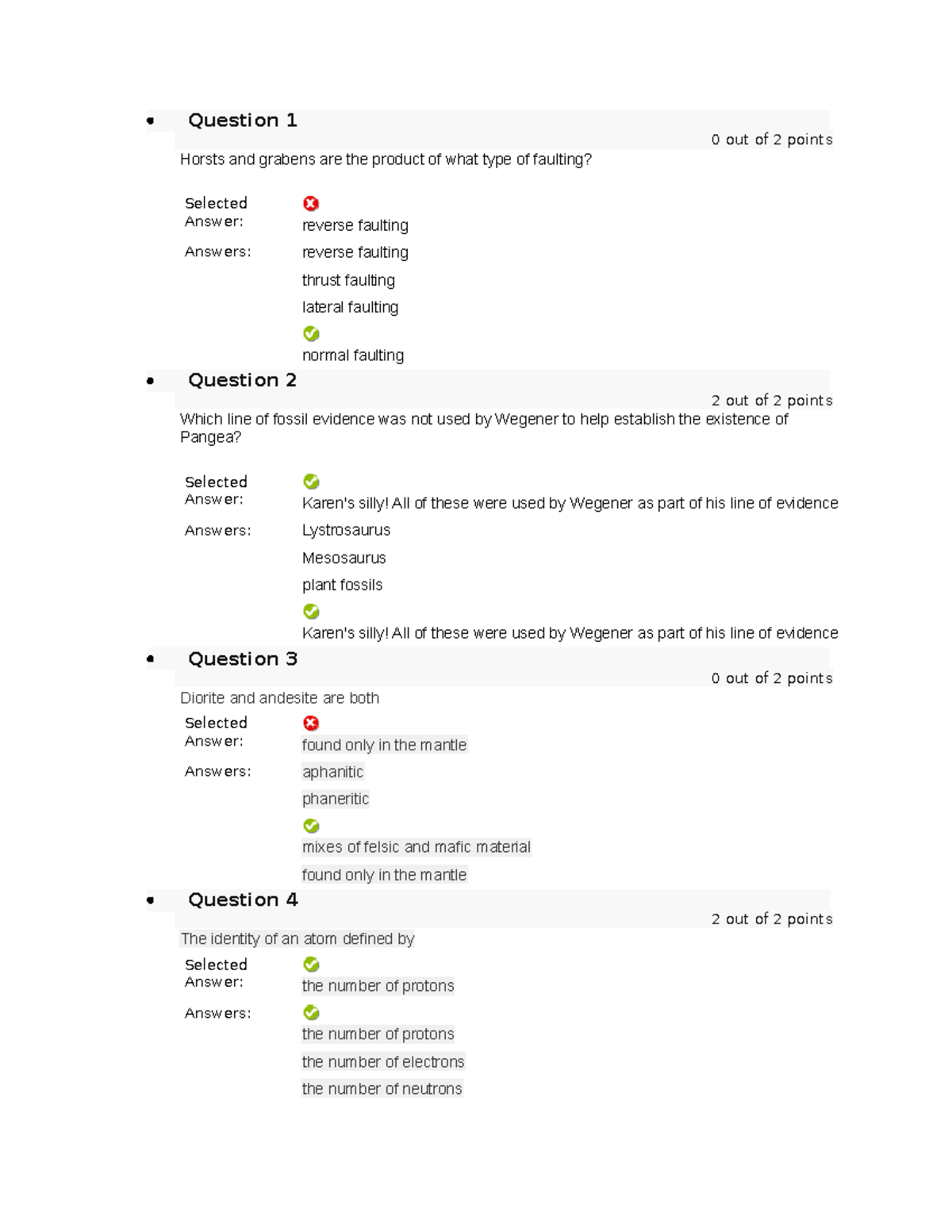 T1 the test to first - Question 1 0 out of 2 points Horsts and grabens ...