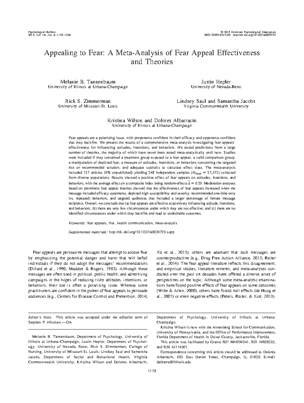 Appealing to fear - Tannenbaum University of Illinois at Urbana ...