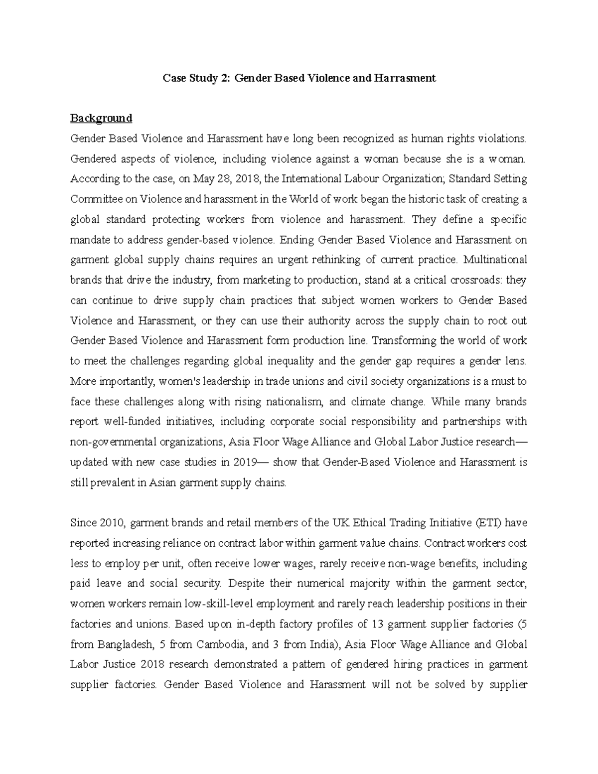 Case-Study-2 -Gender-Based-Violence-and-Harrasment - Case Study 2 ...