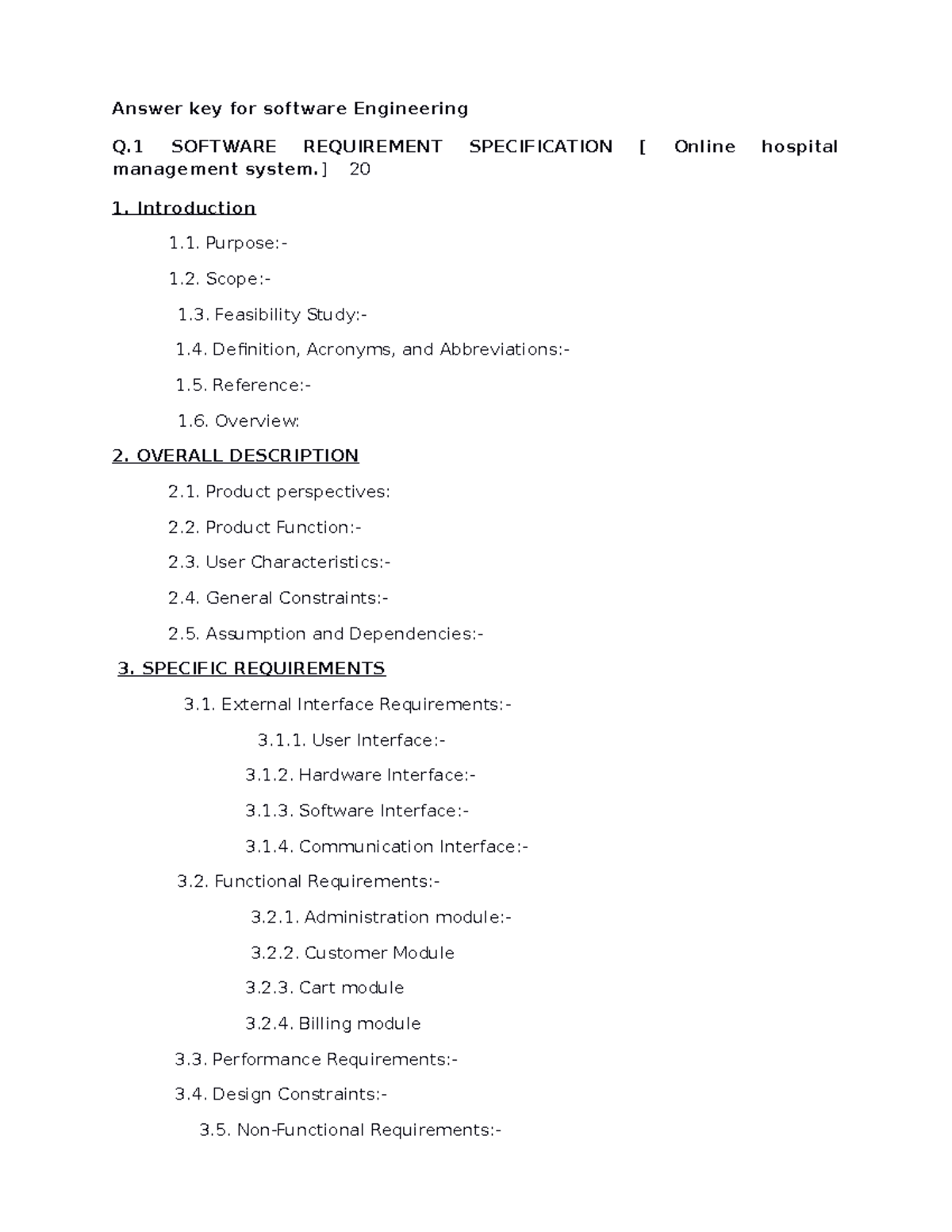 Exam May, questions and answers - Answer key for software Engineering Q ...