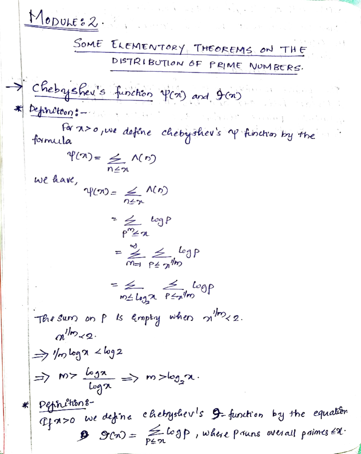 Number thoery 2nd module - MopuE SOME tLEMENTORY THEOREMS o THE DISTRI ...