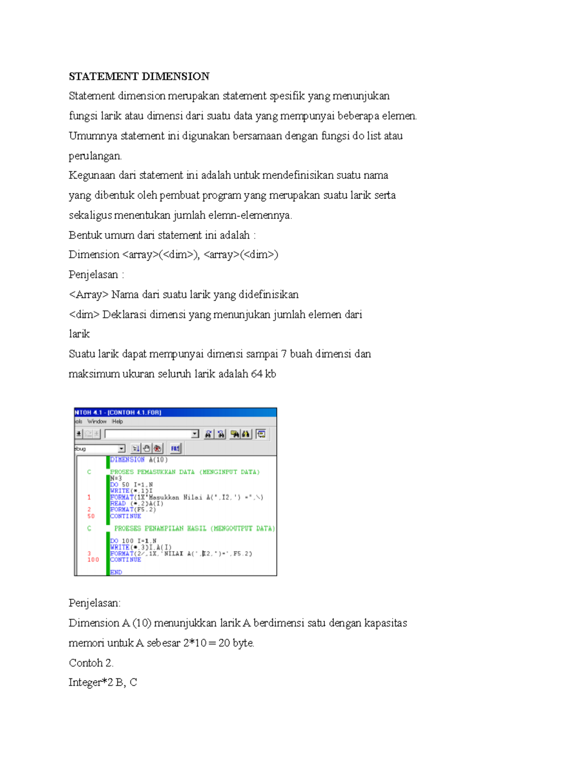 Statement Dimension - catatan - STATEMENT DIMENSION Statement dimension ...