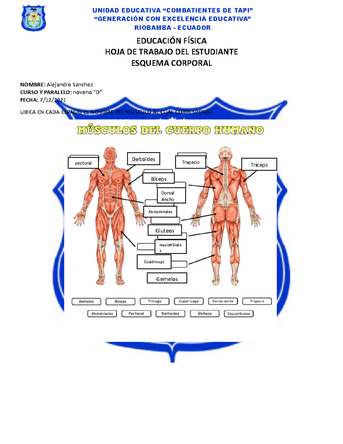 15. HOJA DE Trabajo - descripcion de cuerpos humanos - EDUCACIÓN FÍSICA ...