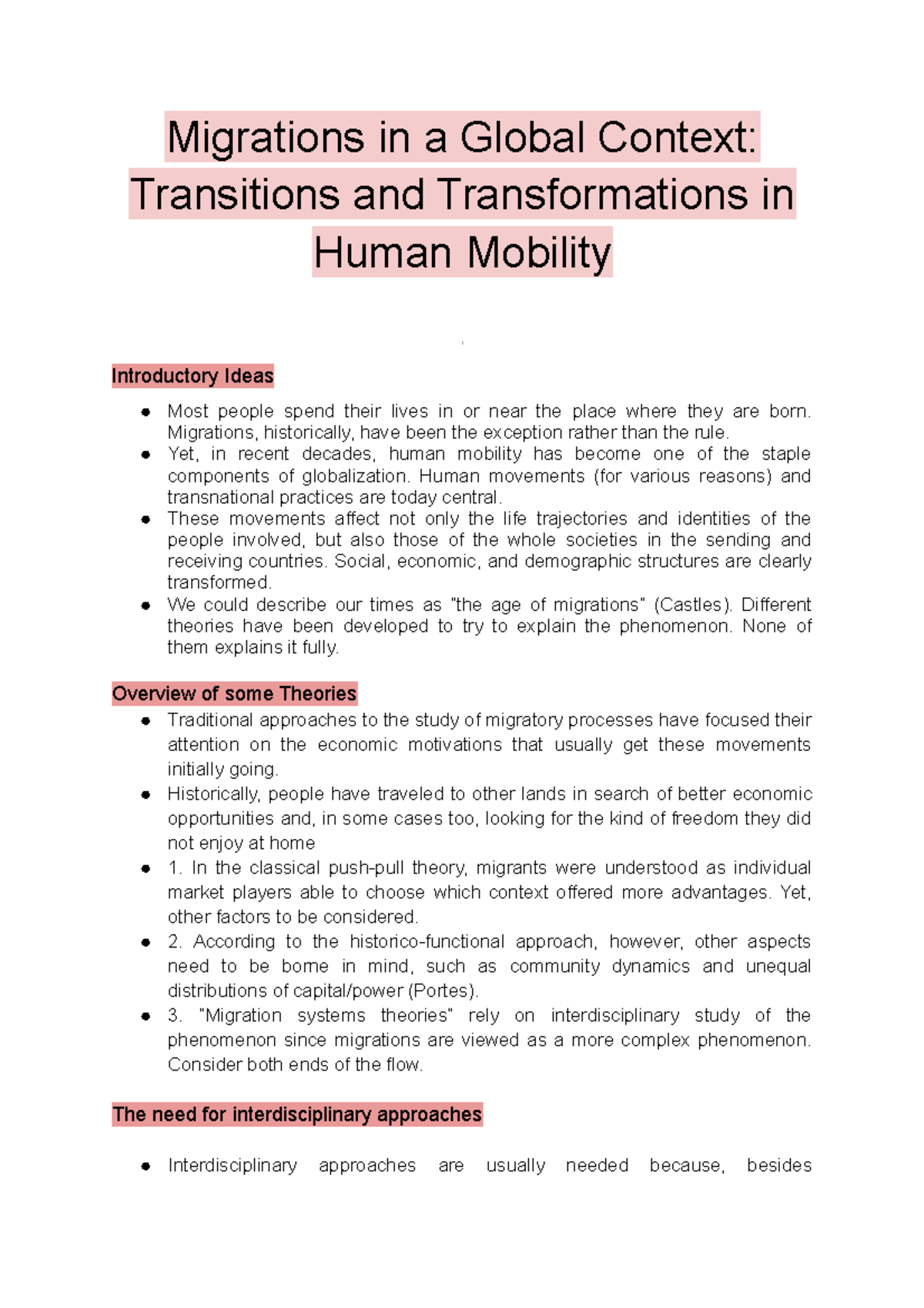 Migrations in a Global Context Transitions and Transformations in Human ...