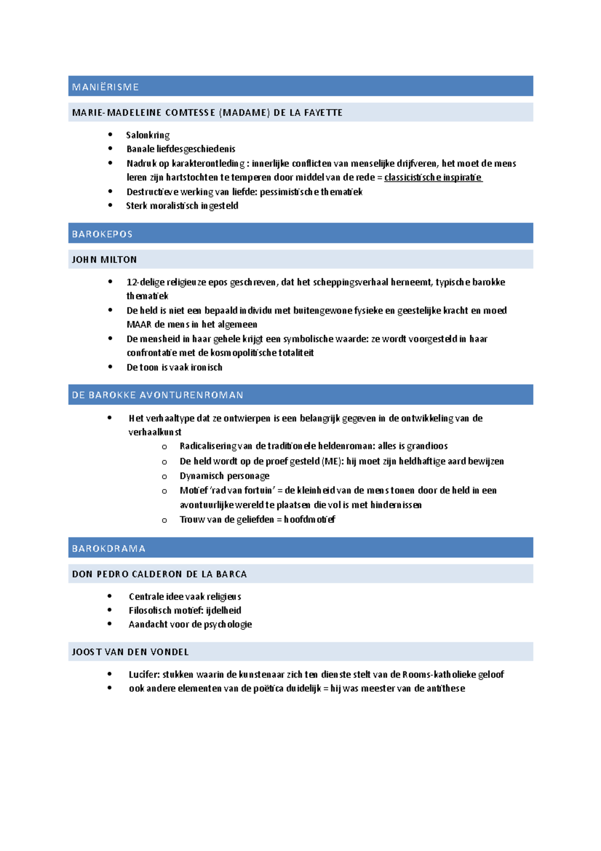 Moderne literatuur vanaf Maniërisme - MANIËRISME MARIE-MADELEINE ...