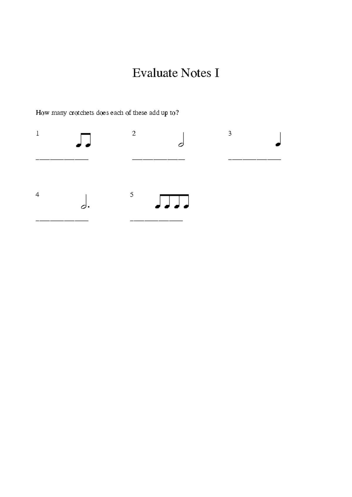 Rhythm Questions - practice matrial - Evaluate Notes I How many ...