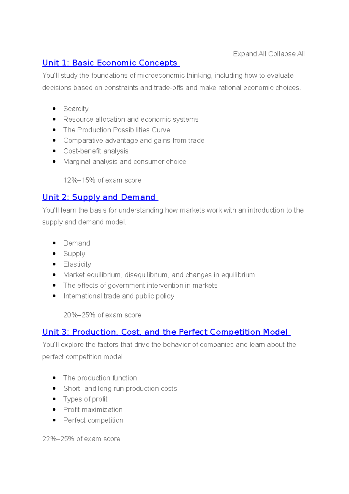 AP ECON - Expand All Collapse All Unit 1: Basic Economic Concepts You ...