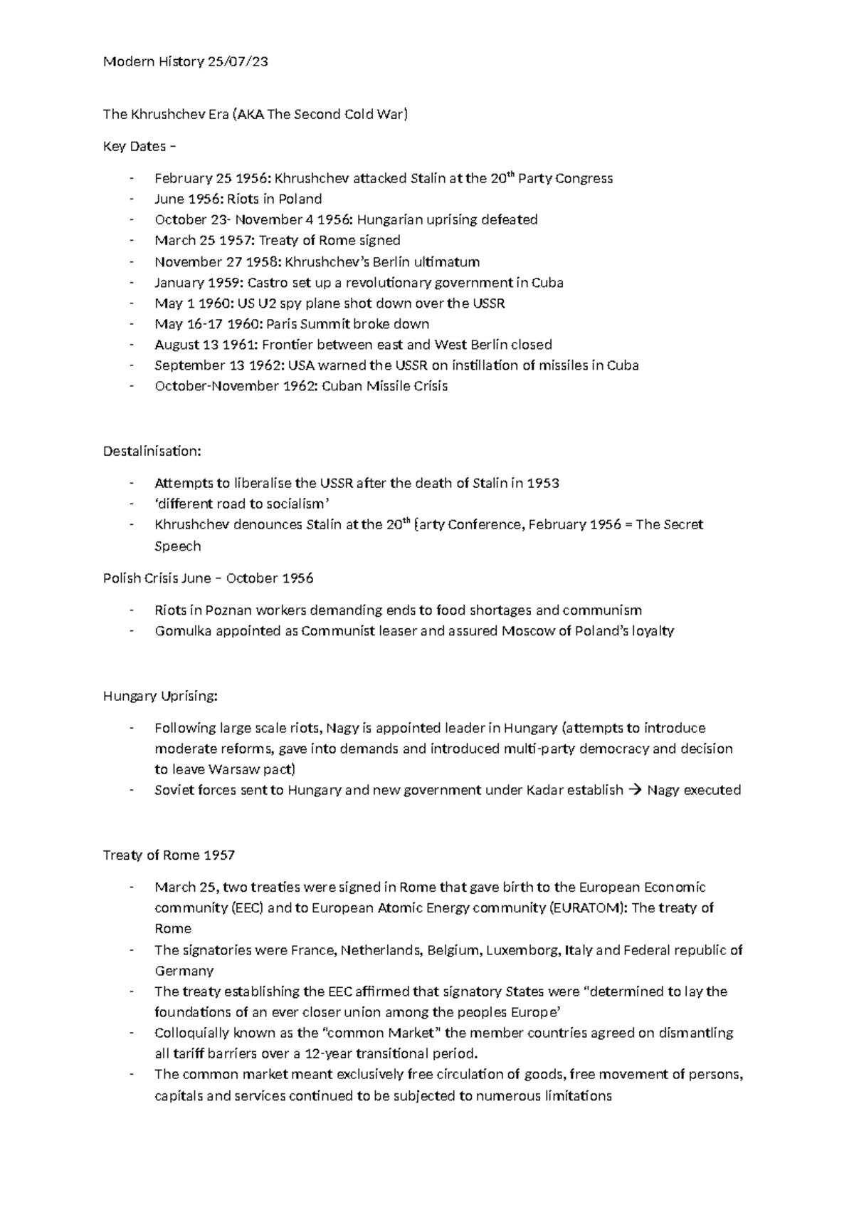 Cuban Missile Crisis - Notes - The Khrushchev Era (AKA The Second Cold ...
