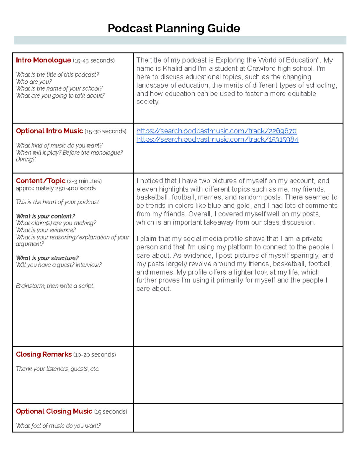 Khalid Ali - 23Q4Podcast Planning Guide - Podcast Planning Guide Intro ...