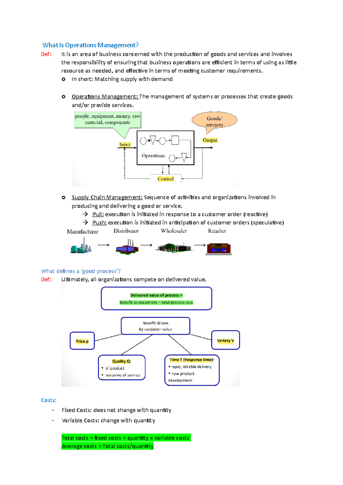Operations Management Summary - What is Operations Management? Def: It ...