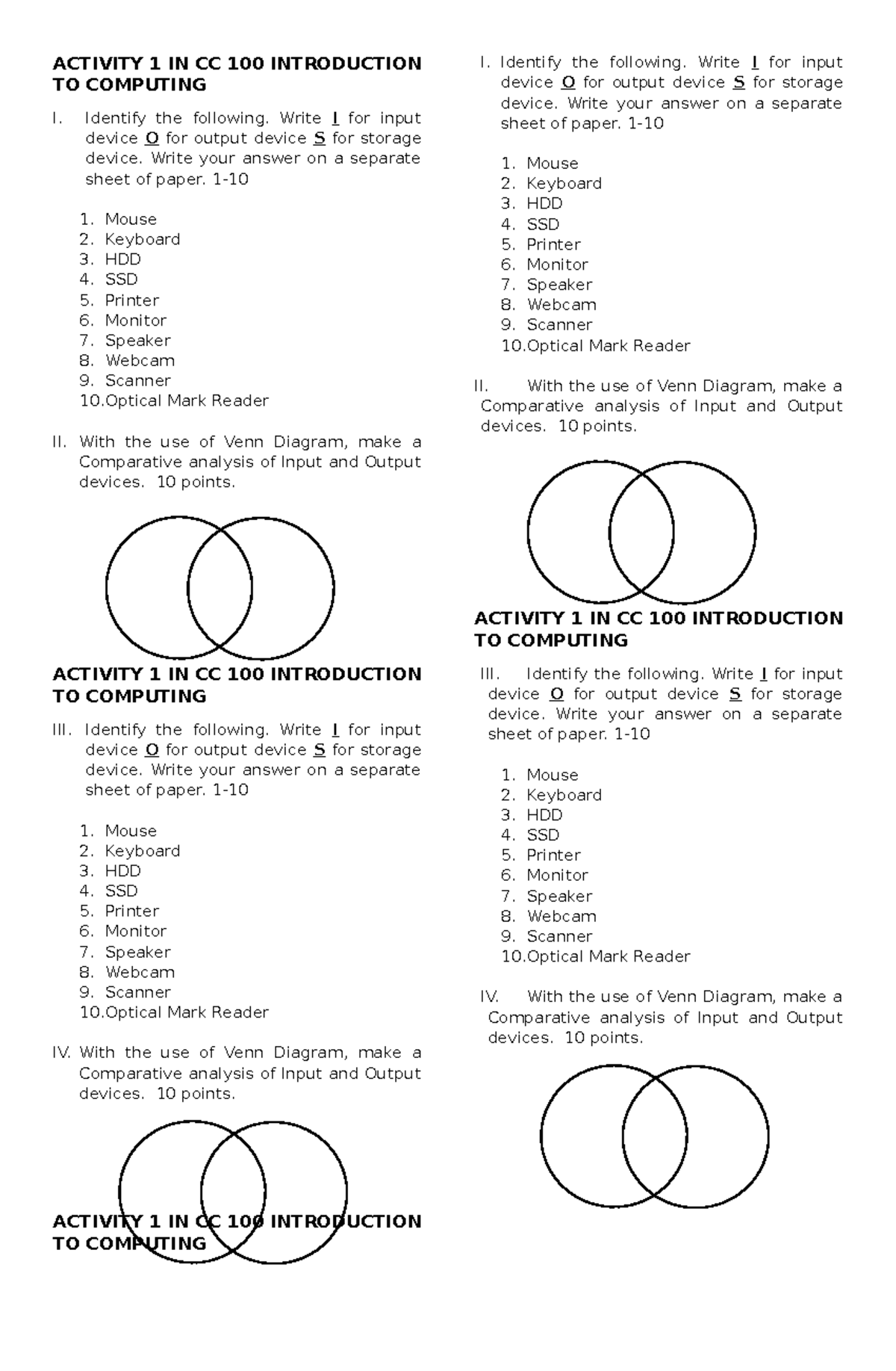 Activity 1 IN CC 100 Introduction TO Computing - ACTIVITY 1 IN CC 100 ...