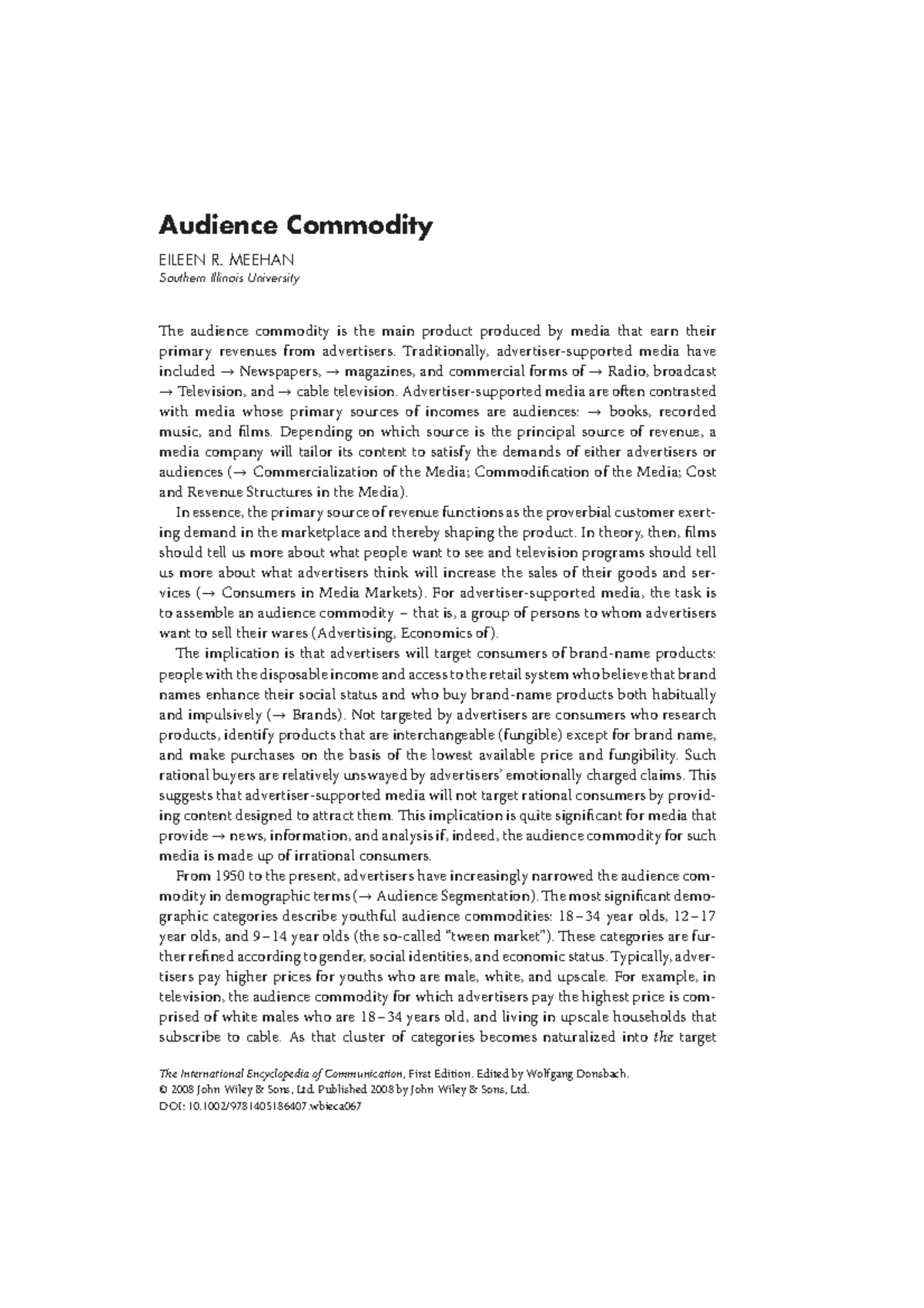 Meehan (2008 ) - Audience Commodity - Audience Commodity EILEEN R ...