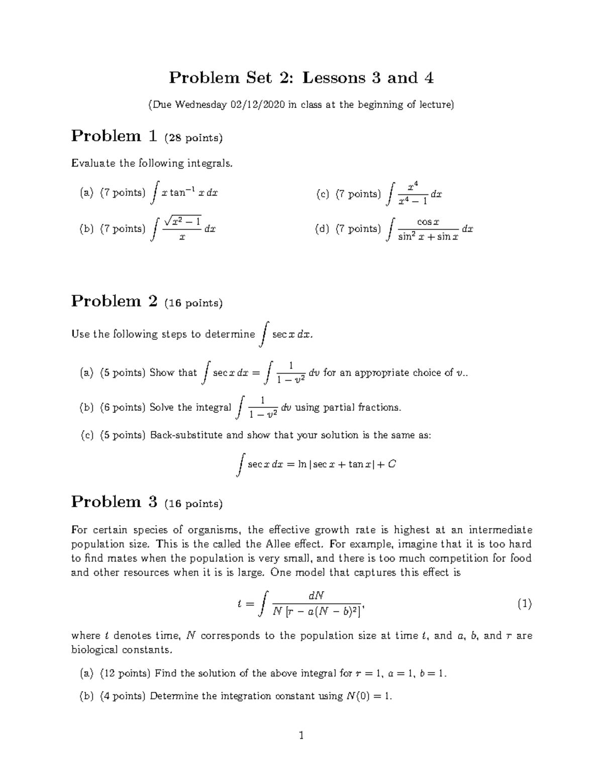 Calc2 HW2 - homework 2 - Problem Set 2: Lessons 3 and 4 (Due Wednesday ...