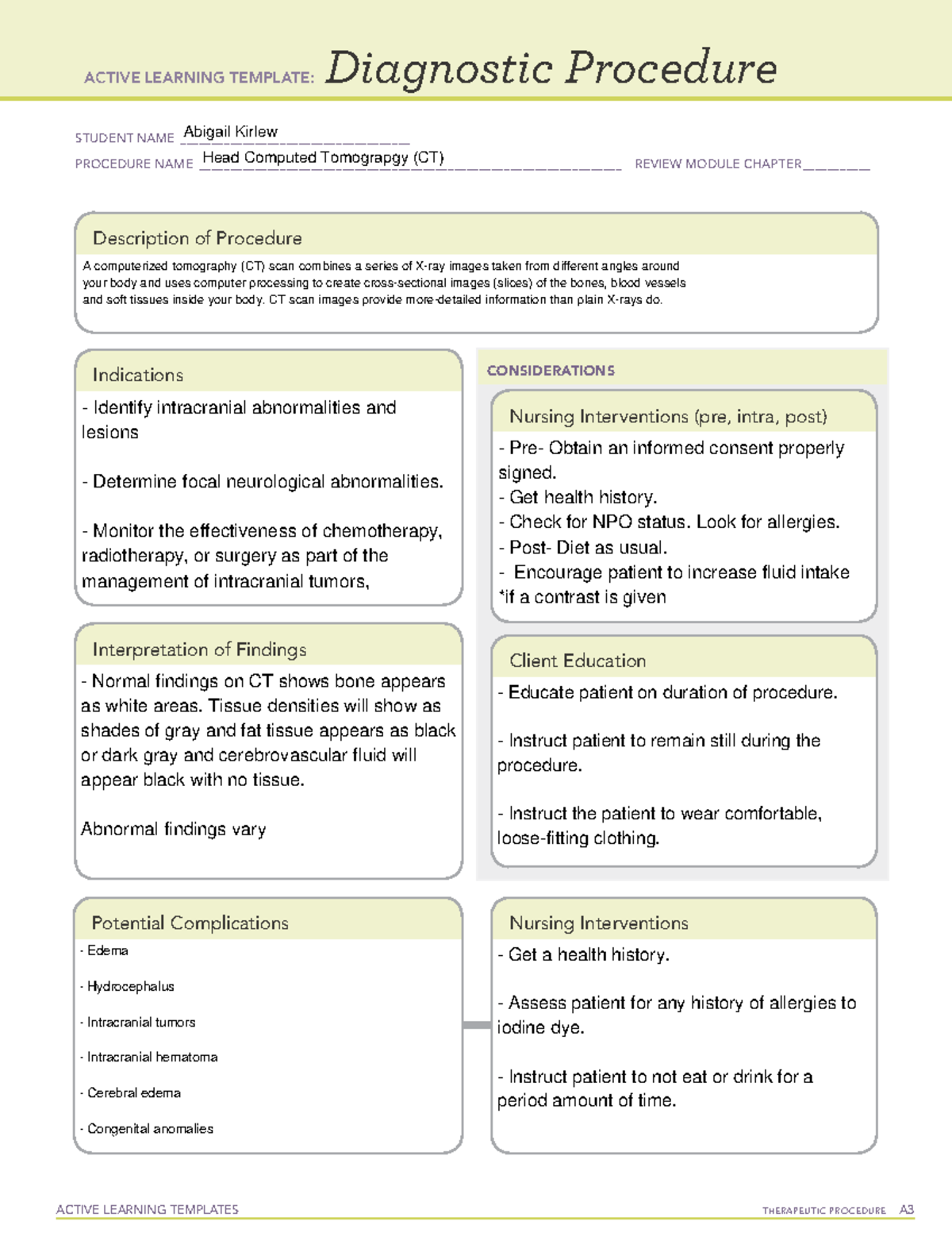 Head Computed Tomograpgy (CT) Diagnostic Procedure - ACTIVE LEARNING ...