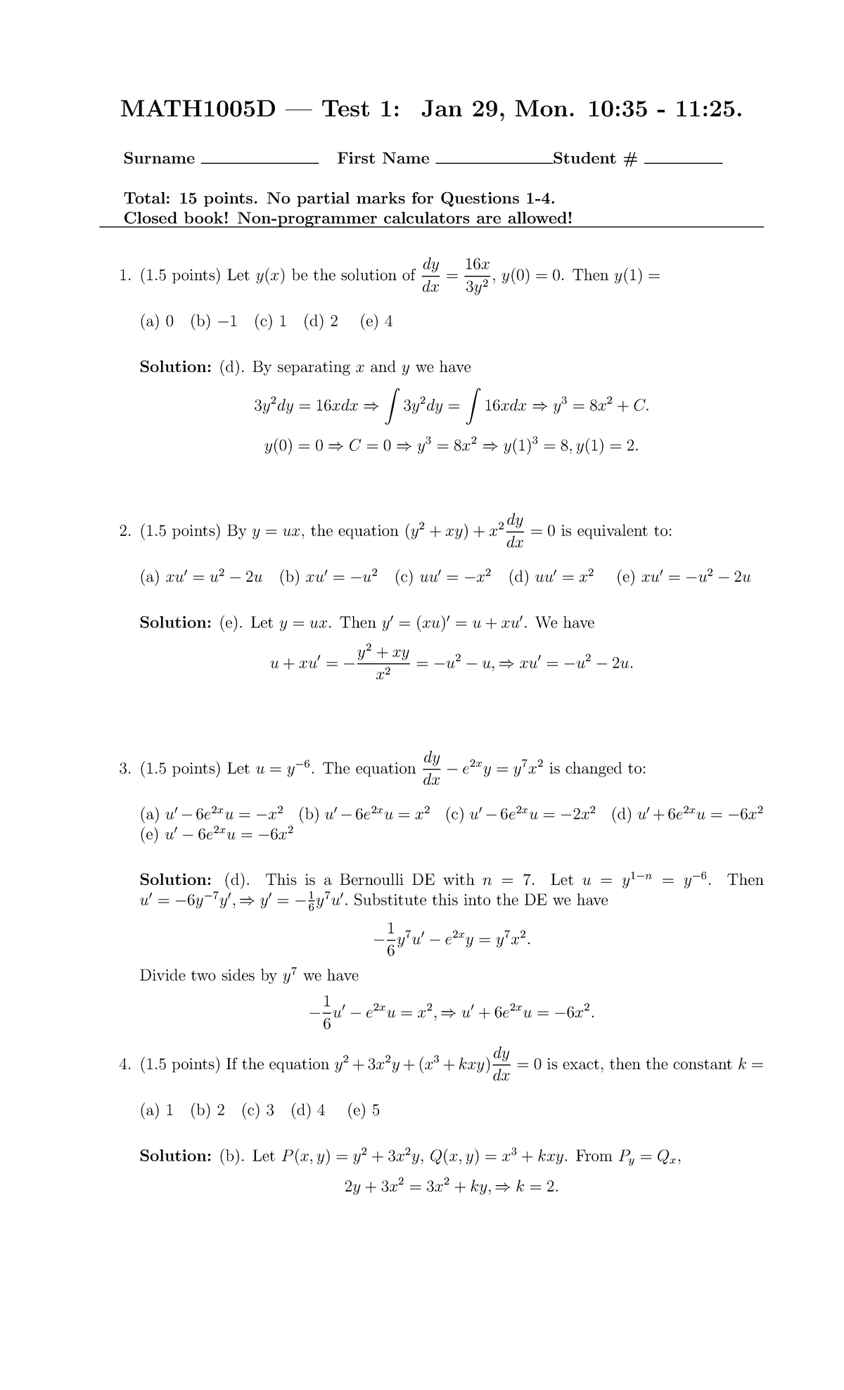MATH1005D-Test1-sol - First Math Test of the year - MATH1005D — Test 1 ...