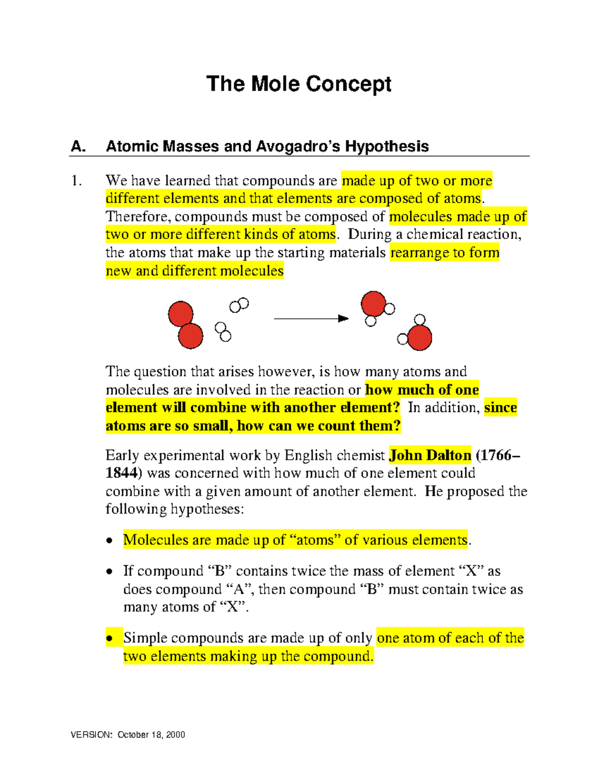 Unit V The Mole Smart Notes - The Mole Concept A. Atomic Masses and ...