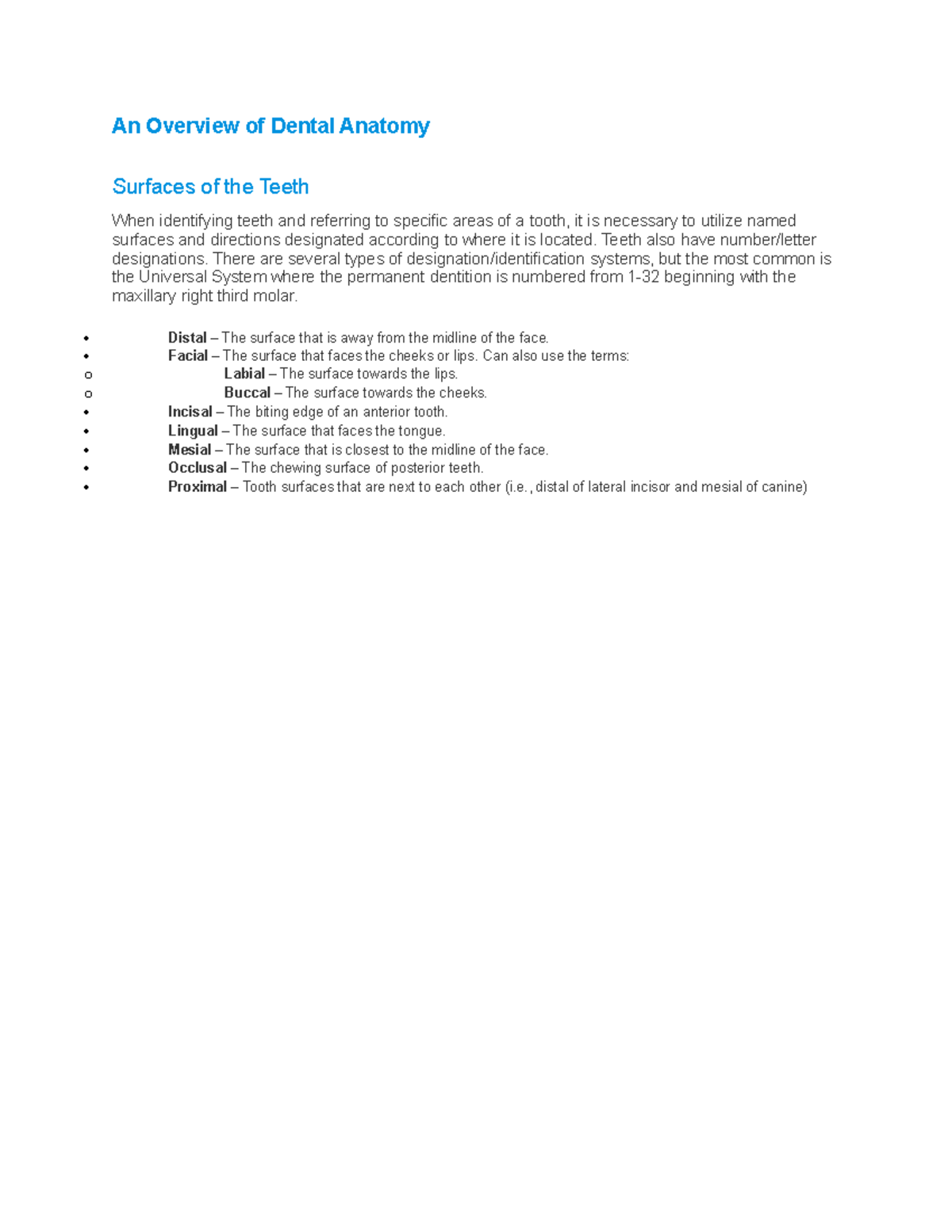 Surfaces of the teeth dental anatomy - An Overview of Dental Anatomy ...