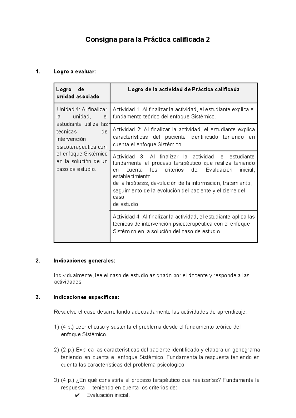 GC PS58 Consigna PC2 22C1M docx - Consigna para la Práctica calificada 2 Logro a evaluar: Logro ...