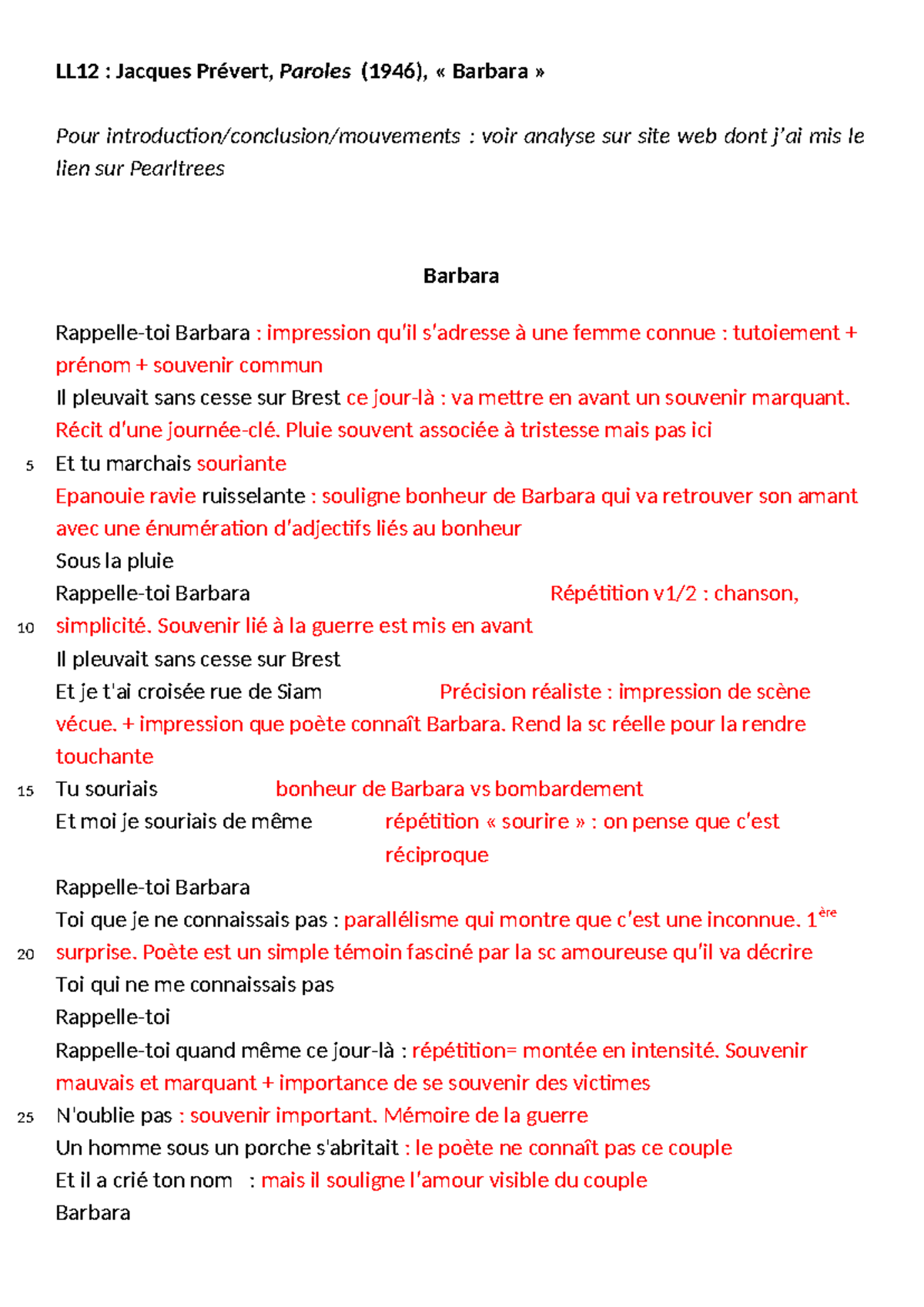 Ll12 prevert barbara 1 - bac de français - LL12 : Jacques Prévert ...
