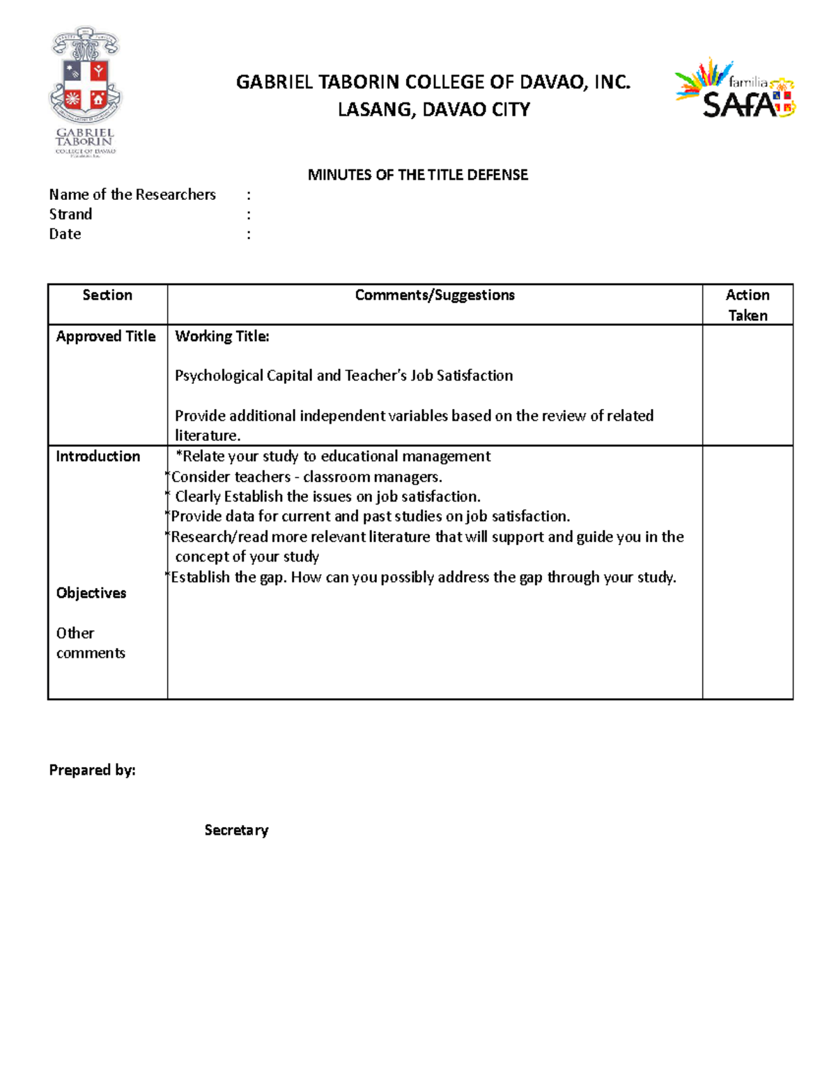 MInutes pr 2 format 1 - This is exclusive - MINUTES OF THE TITLE ...