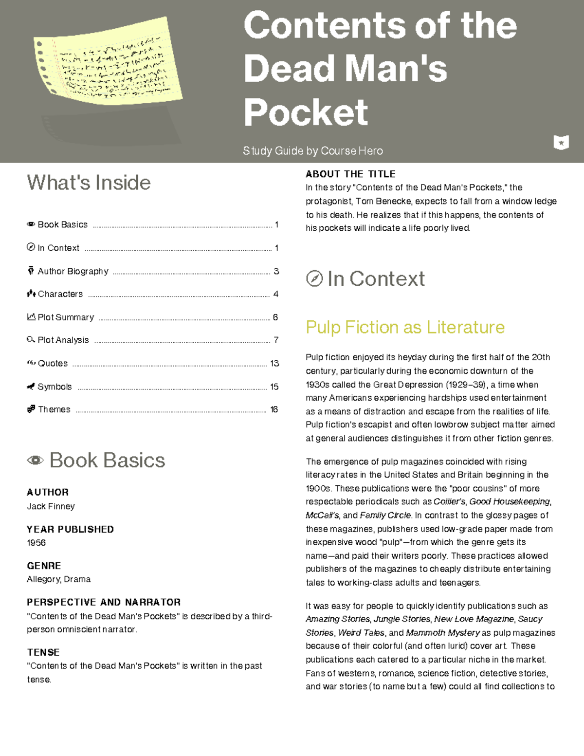 Contents of the Dead Mans Pocket - Contents of the Dead Man's Pocket ...