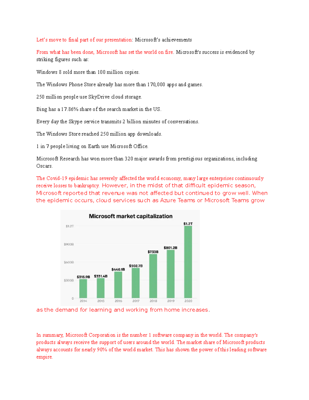 Achievement - Bài thuyết trình về Microsoft - Let’s move to final part ...