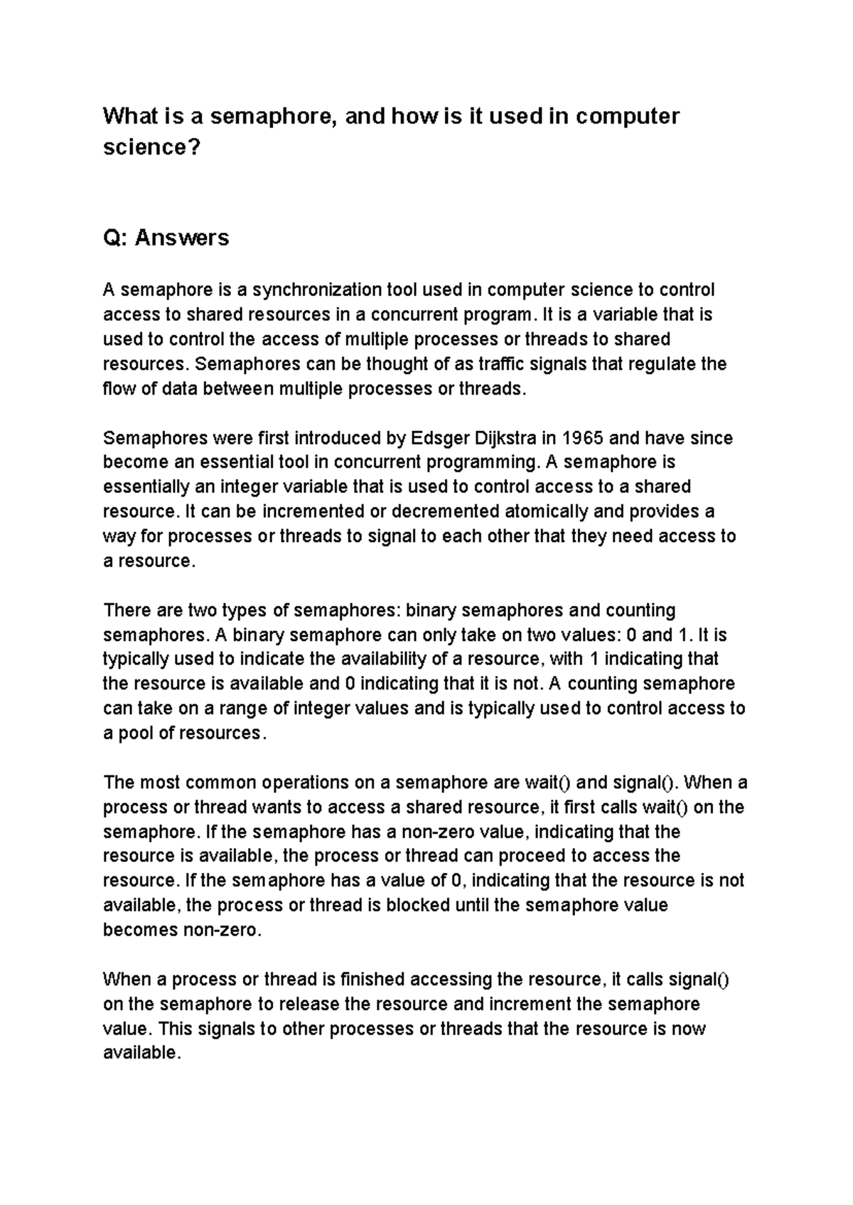 What is a semaphore, and how is it used in computer science - What is a ...