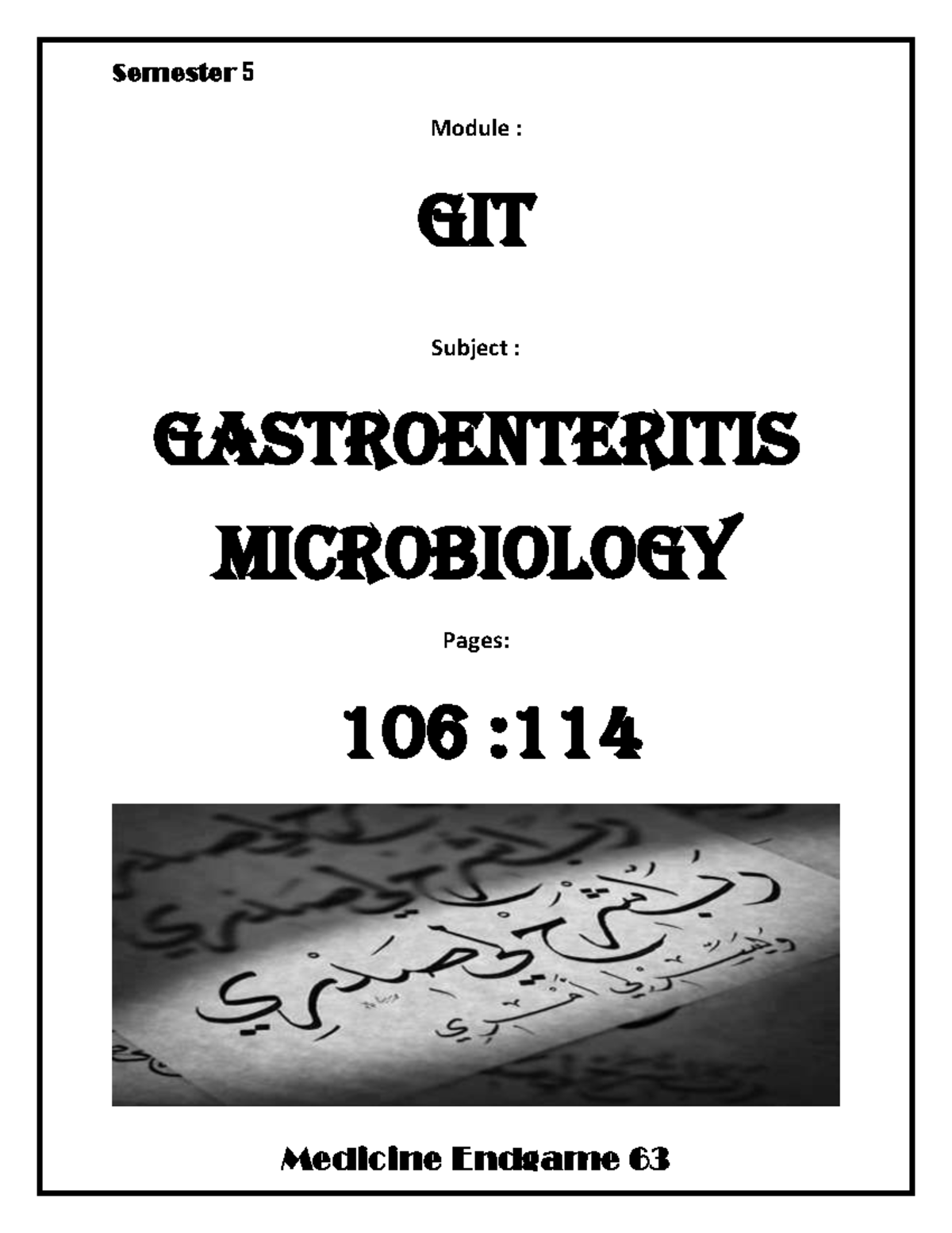 Gastroenteritis microbiology - Module : git Subject : gastroenteritis ...