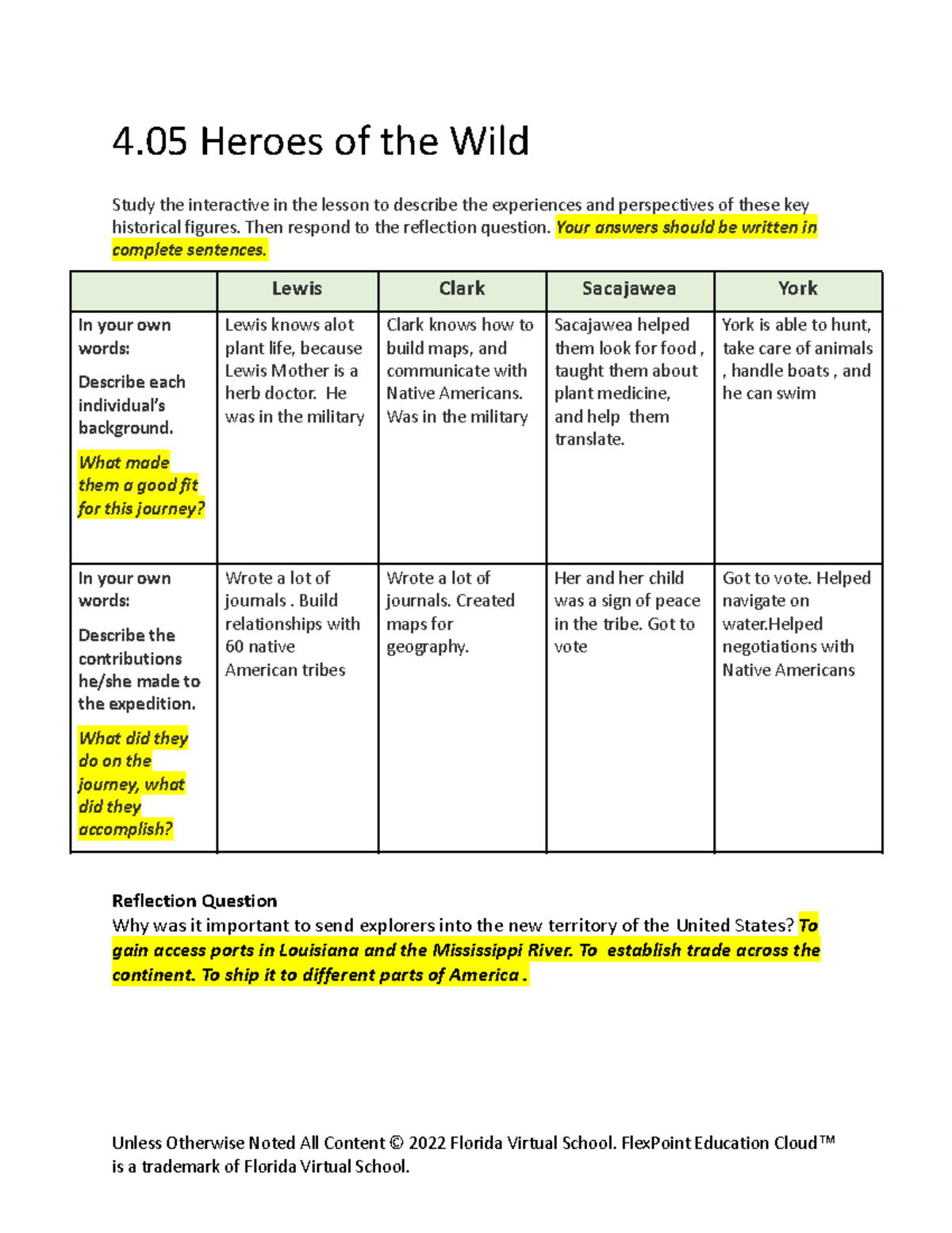 4.5 heroes of the wild - Isk - 4 Heroes of the Wild Study the ...