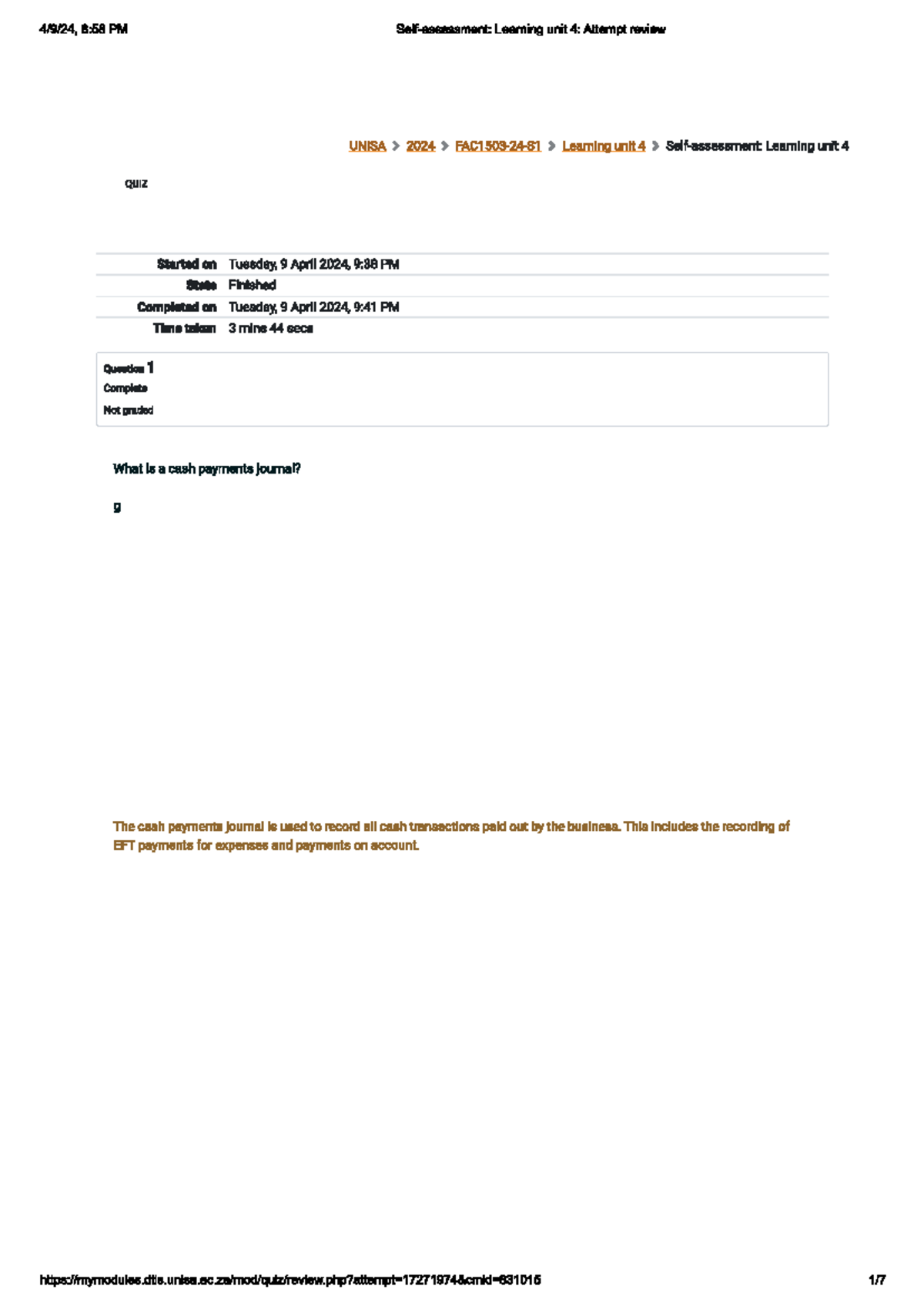 Fac1503 learning unit 4 - FAC1503 - Studocu