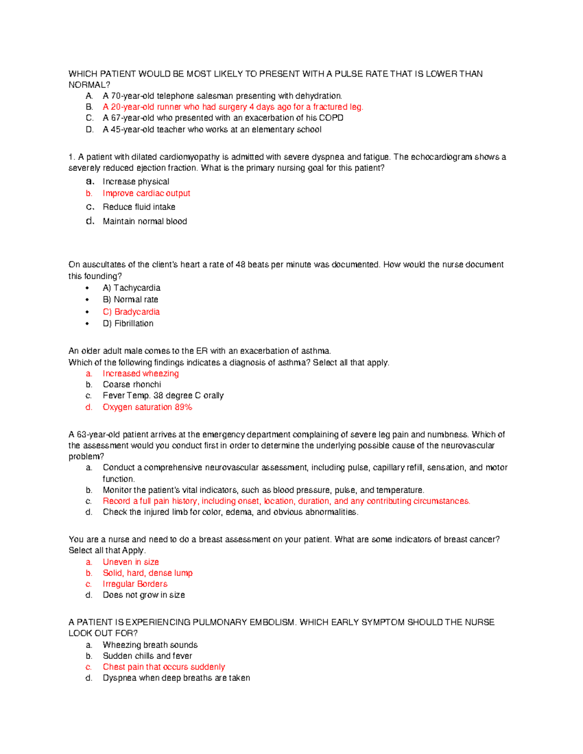 Exam review questions 328 - WHICH PATIENT WOULD BE MOST LIKELY TO ...