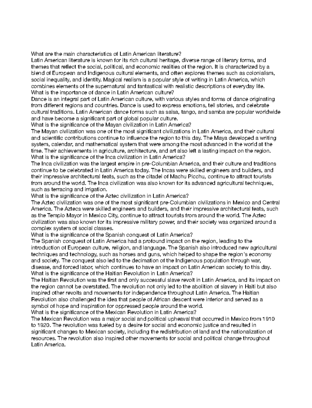 Intro to Latin America Humanities 6 - What are the main characteristics ...