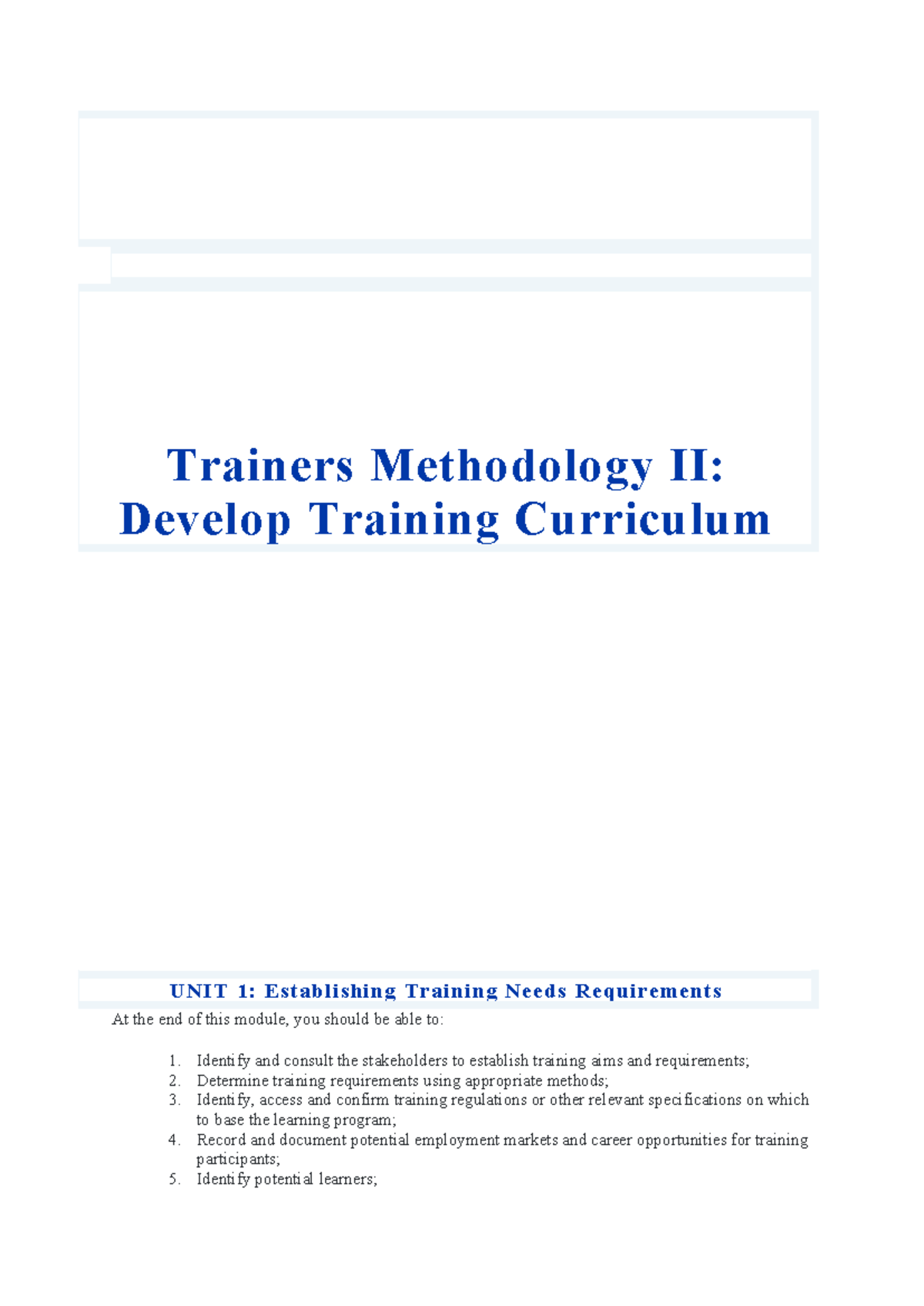 Trainers-methodology-ii-develop-training-curriculum compress - Trainers ...