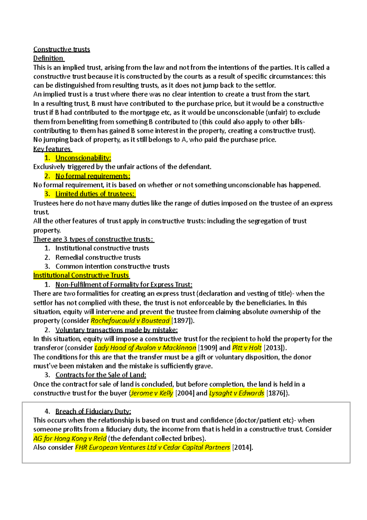 Constructive Trusts - Constructive trusts Definition This is an implied trust, arising from the ...