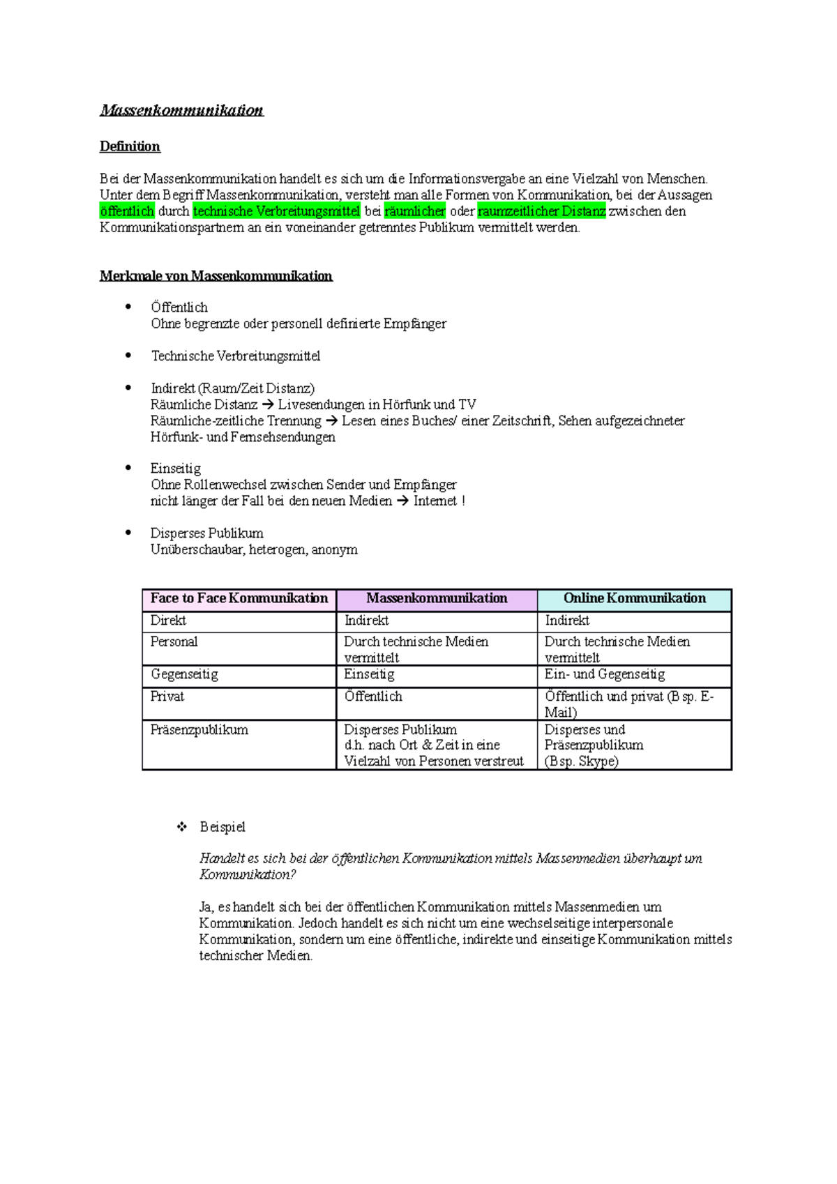 Massenkommunikation - Zusammenfassung Medien ...