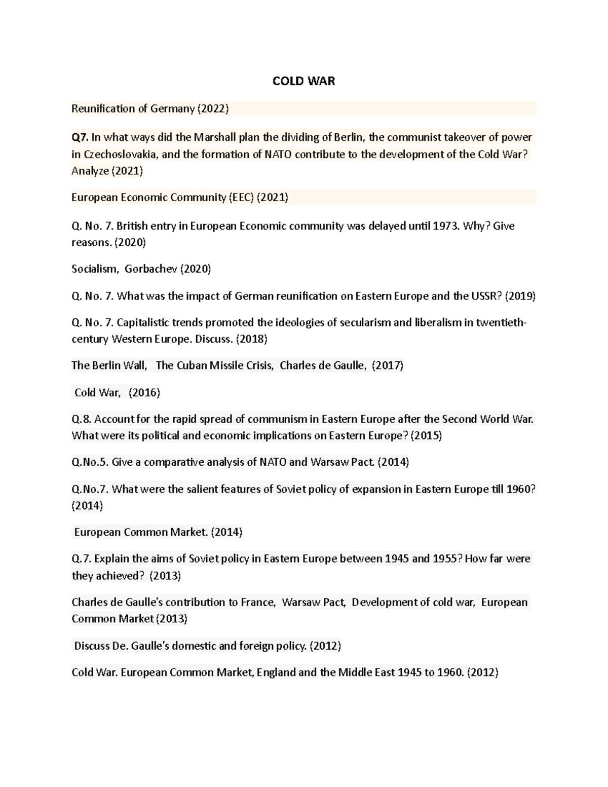 COLD WAR- PP - COLD WAR Reunification of Germany (2022) Q7. In what ...