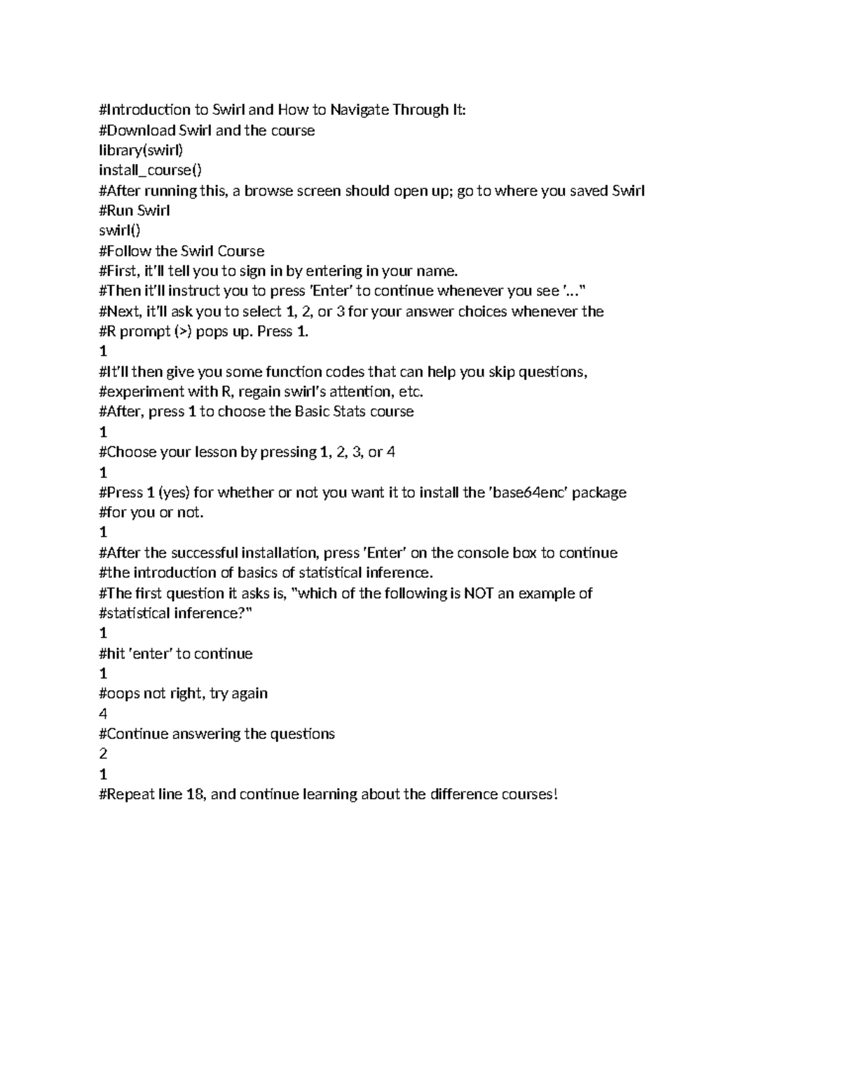 Week 3 Pre-Lab (Re-submission) - #Introduction to Swirl and How to Navigate Through It: # ...