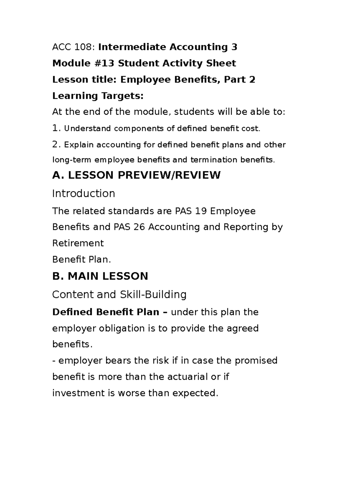 ACC 108-Intermediate Accounting 3 M13 - ACC 108: Intermediate ...