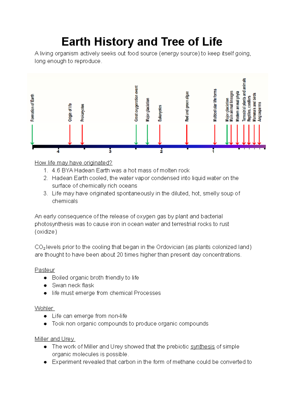The Origin and Diversity of Life - Earth History and Tree of Life A ...