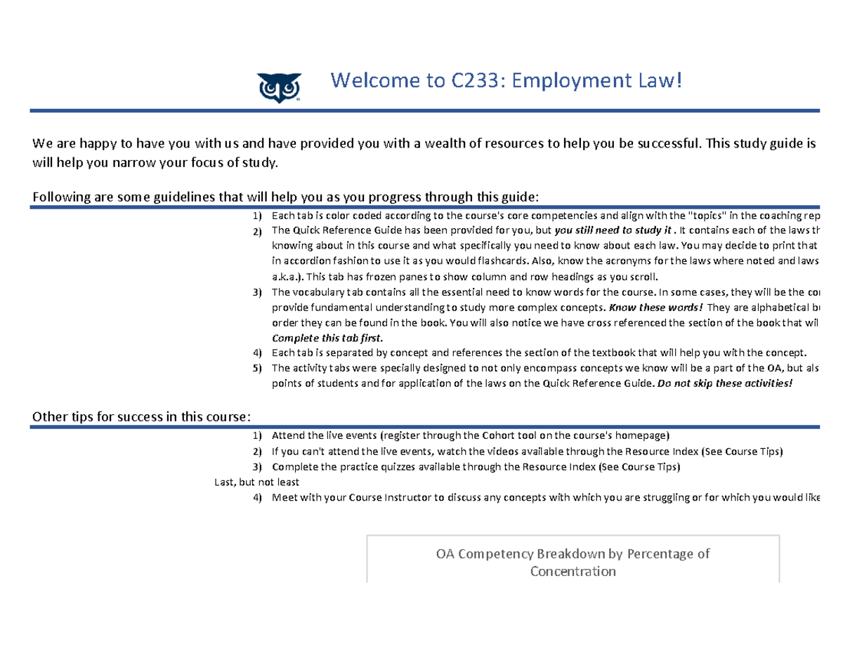 C233 Study Guide Students- 8-2021 - Following are some guidelines that ...