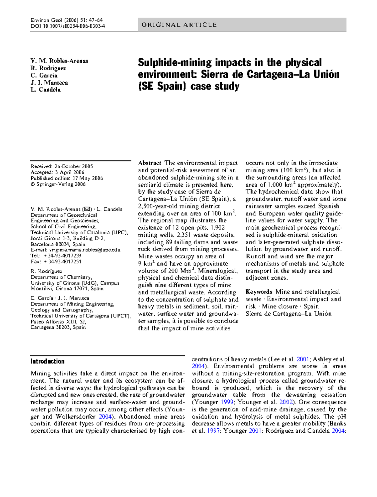 Environmental Geology - Introduction Mining activities take a direct ...