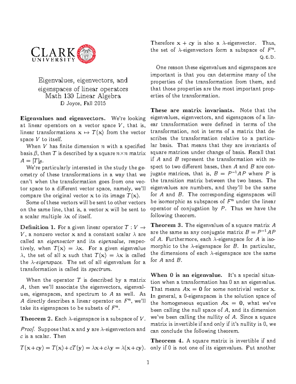 Eigen - Engg math - Eigenvalues, eigenvectors, and eigenspaces of linear operators Math 130 ...