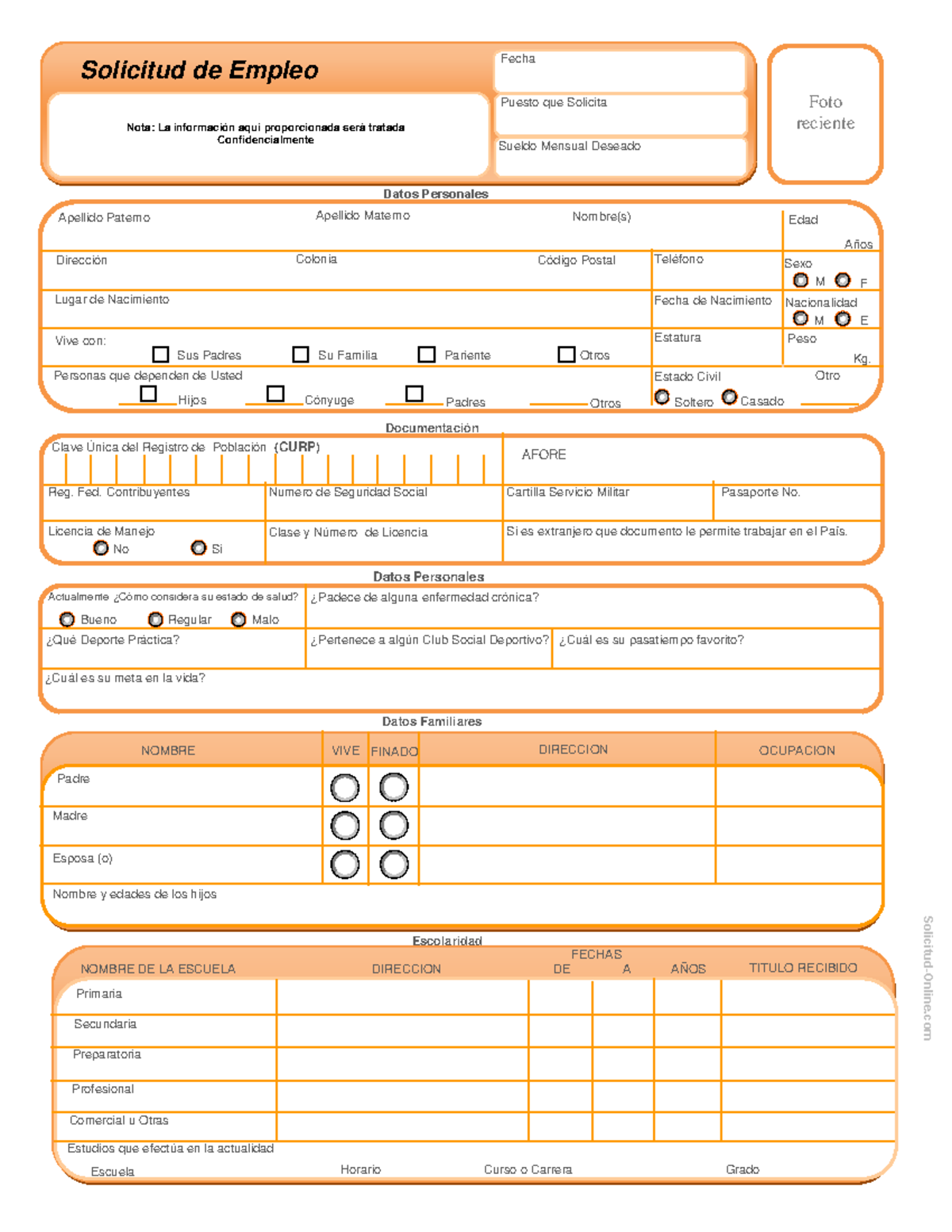 Solicitud de empleo bonita editable pc - Foto reciente Solicitud de ...