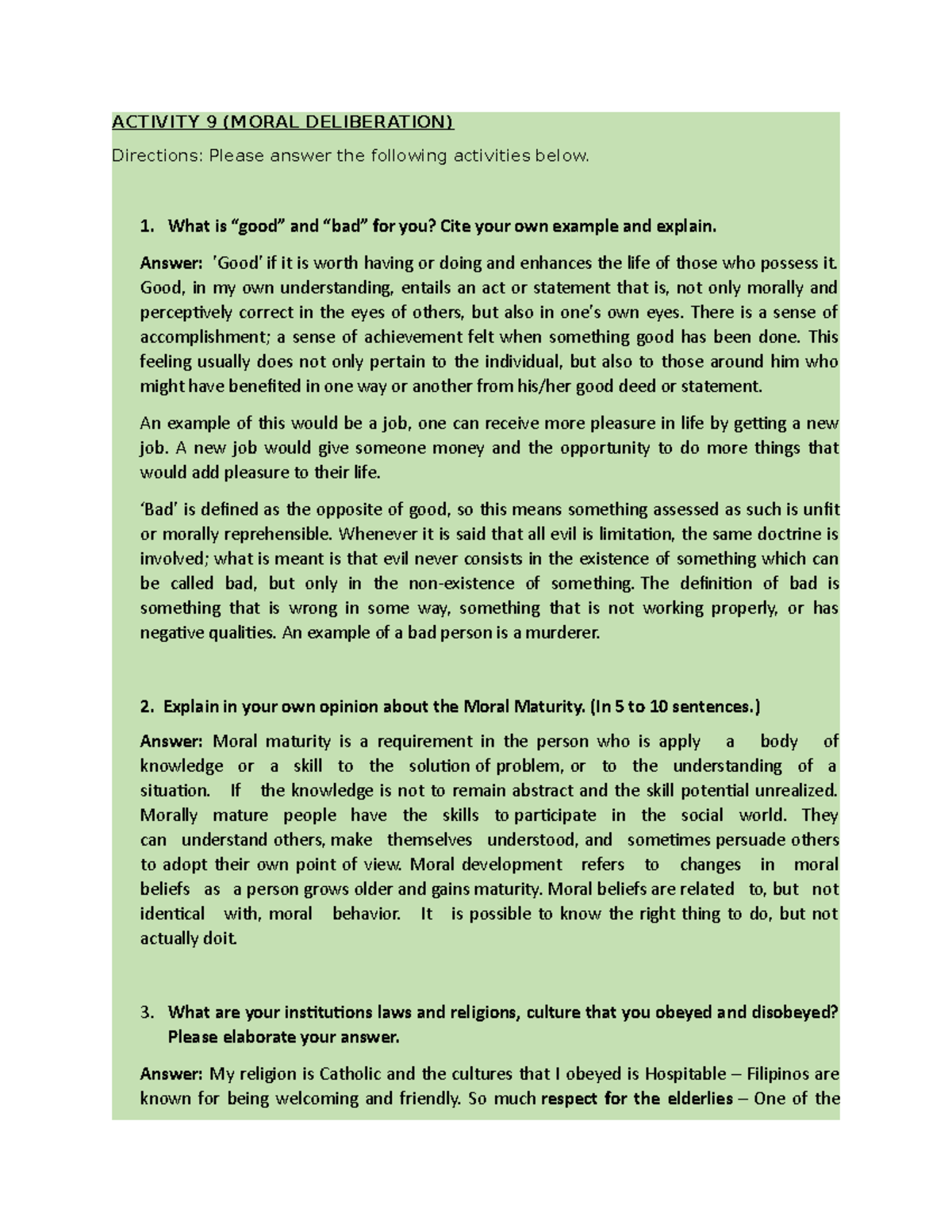 Olval 02 Activty 9 - CHAPTER 9 - ACTIVITY 9 (MORAL DELIBERATION ...