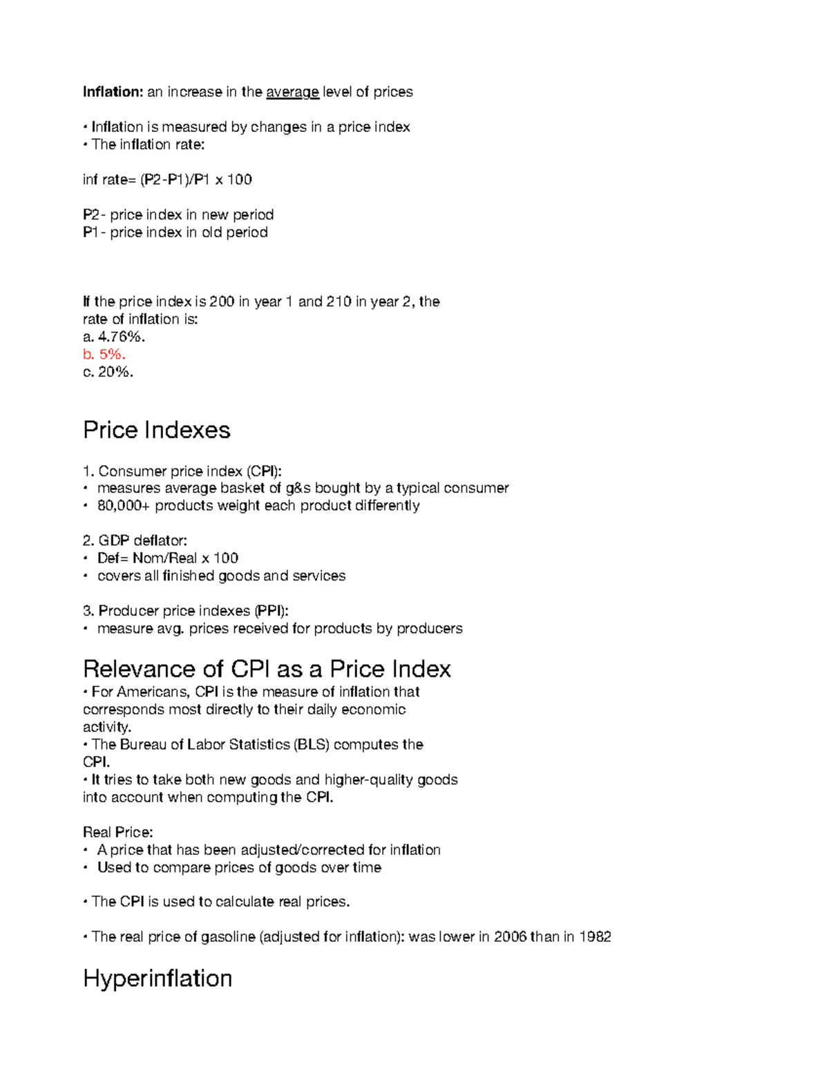 Chp. 12 Inflation - notes with blanks filled, problems solved, answers ...