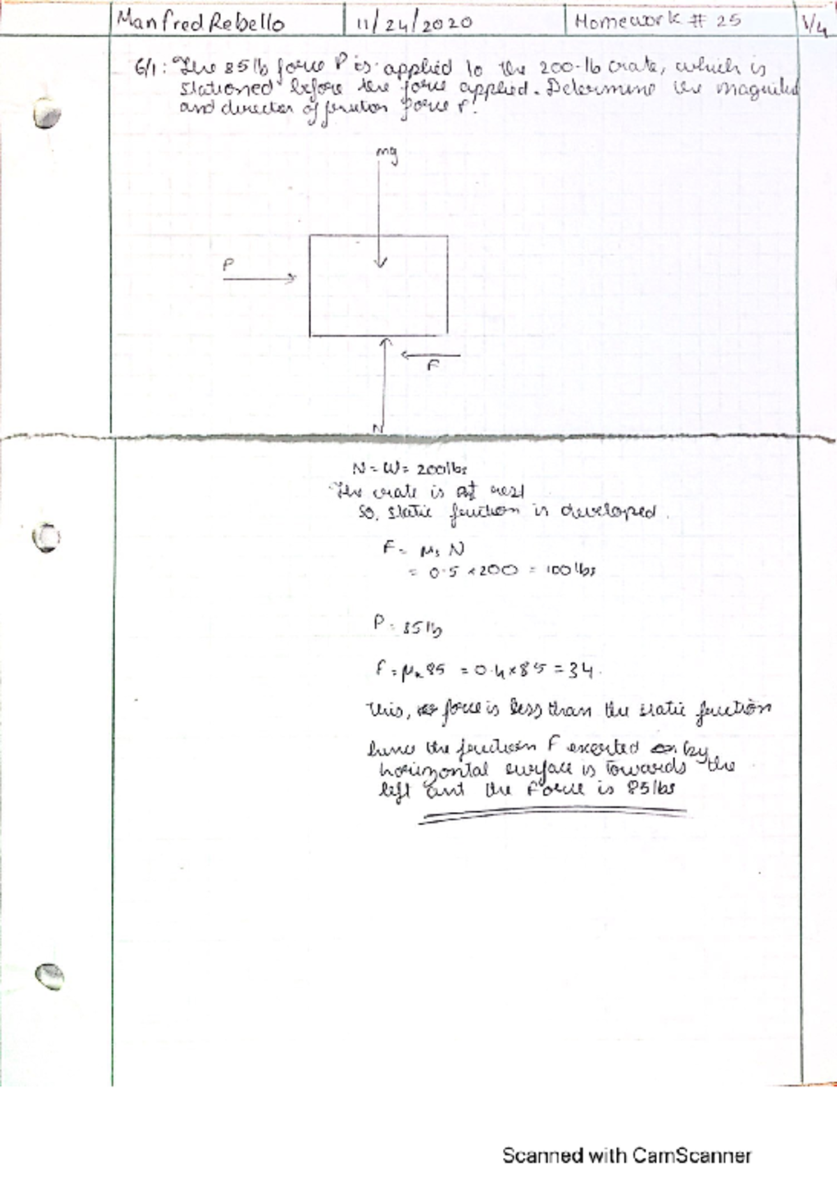 Homework #25 - for statics - ENGR 2301 - Studocu