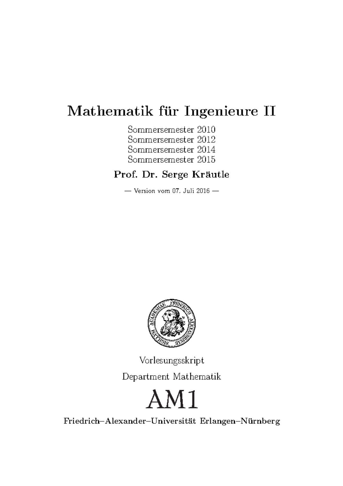 Skript Mathematik fuer Ingenieure 2 Kraeutle - Mathematik fu ¨ r ...