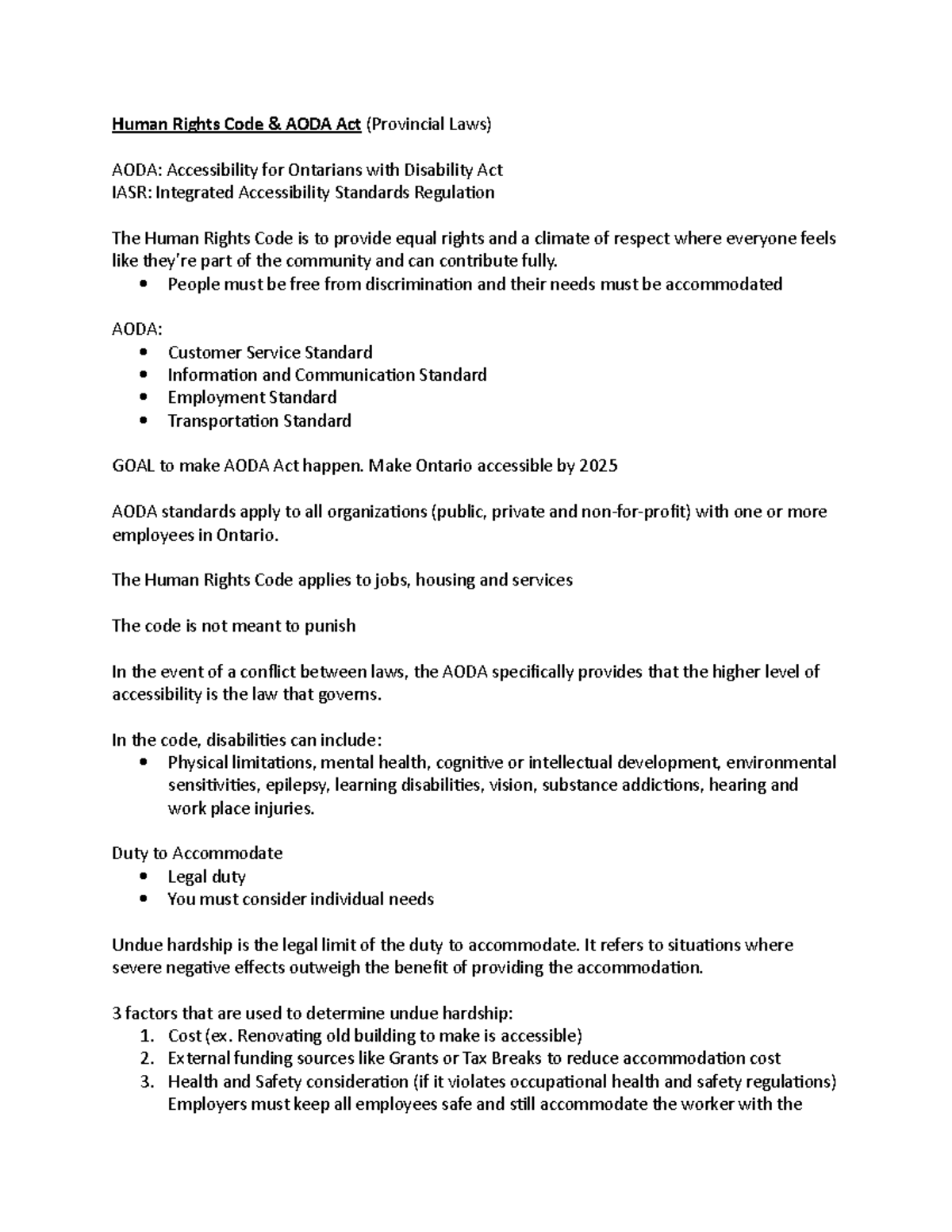 Human Rights Code and AODA - HRM 481 - UT Knoxville - Studocu