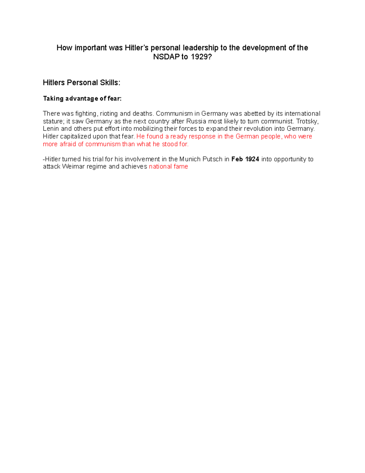 How important was Hitler's personal skills for his electoral success ...